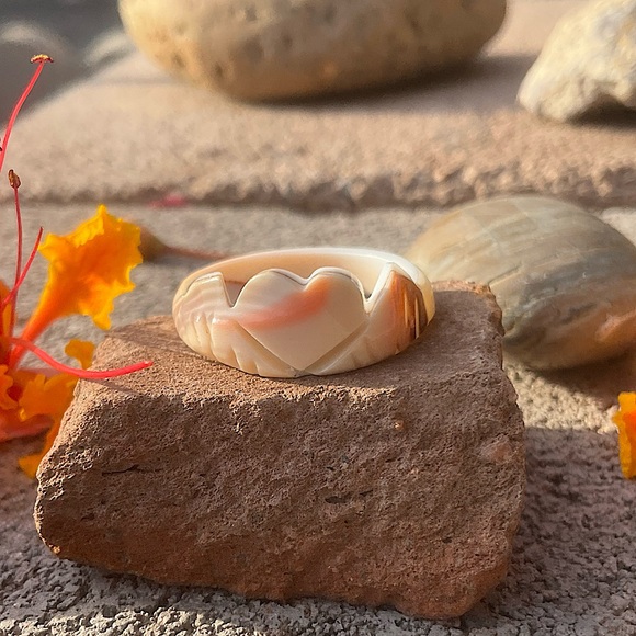 Jewelry | Natural Carved Shell Heart Ring | Poshmark